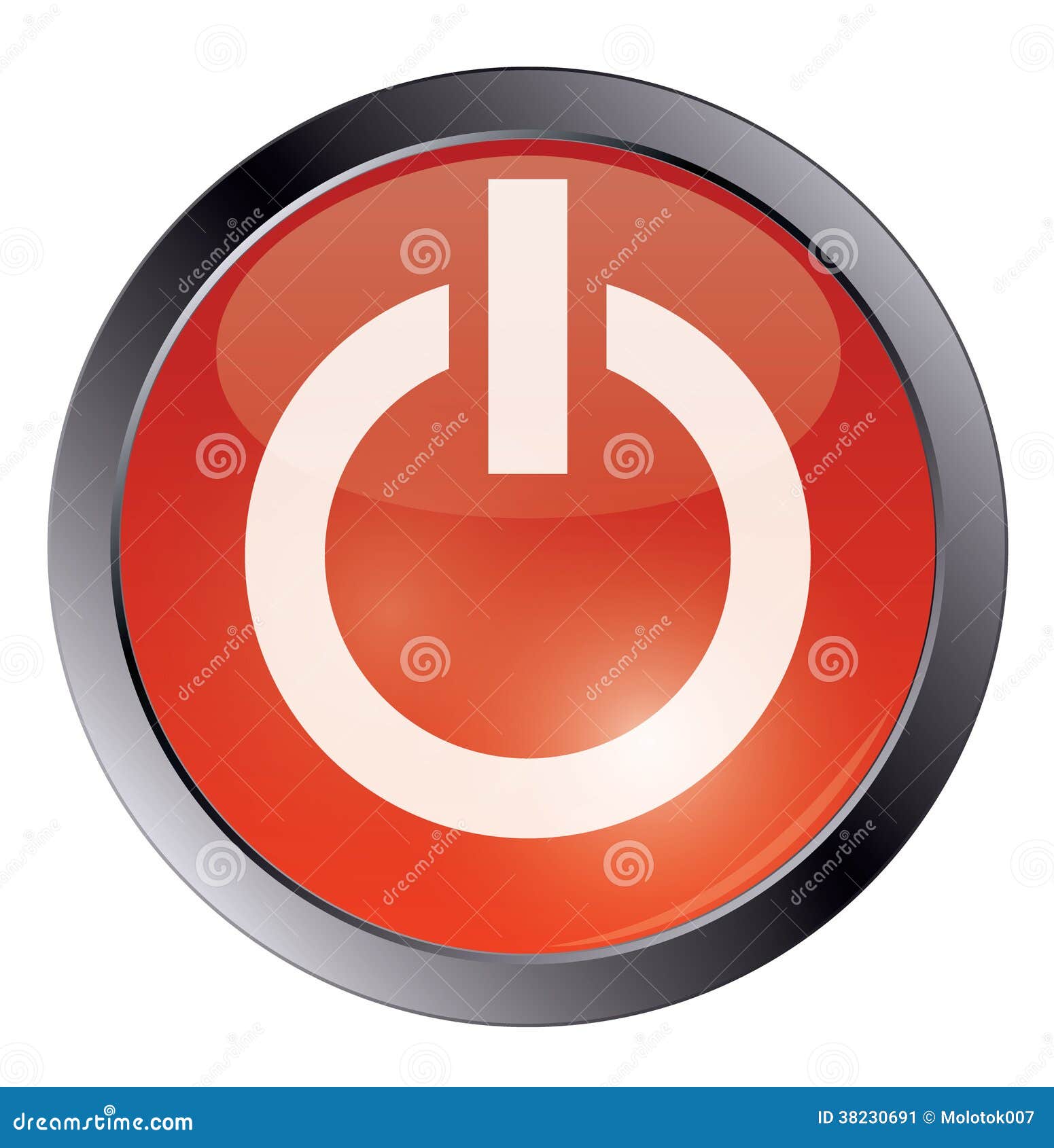 Red Glossy Power Button on White Stock Vector - Illustration of ...