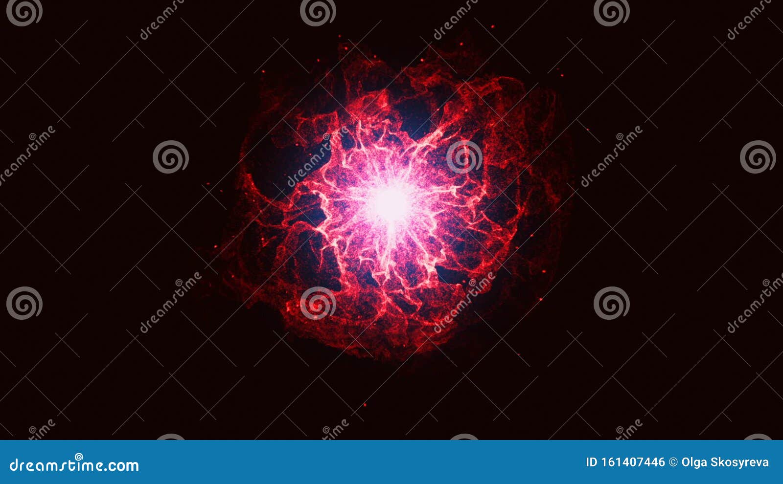 Red Glowing Abstract Energy Ball with Fire on Black Background. Stock ...