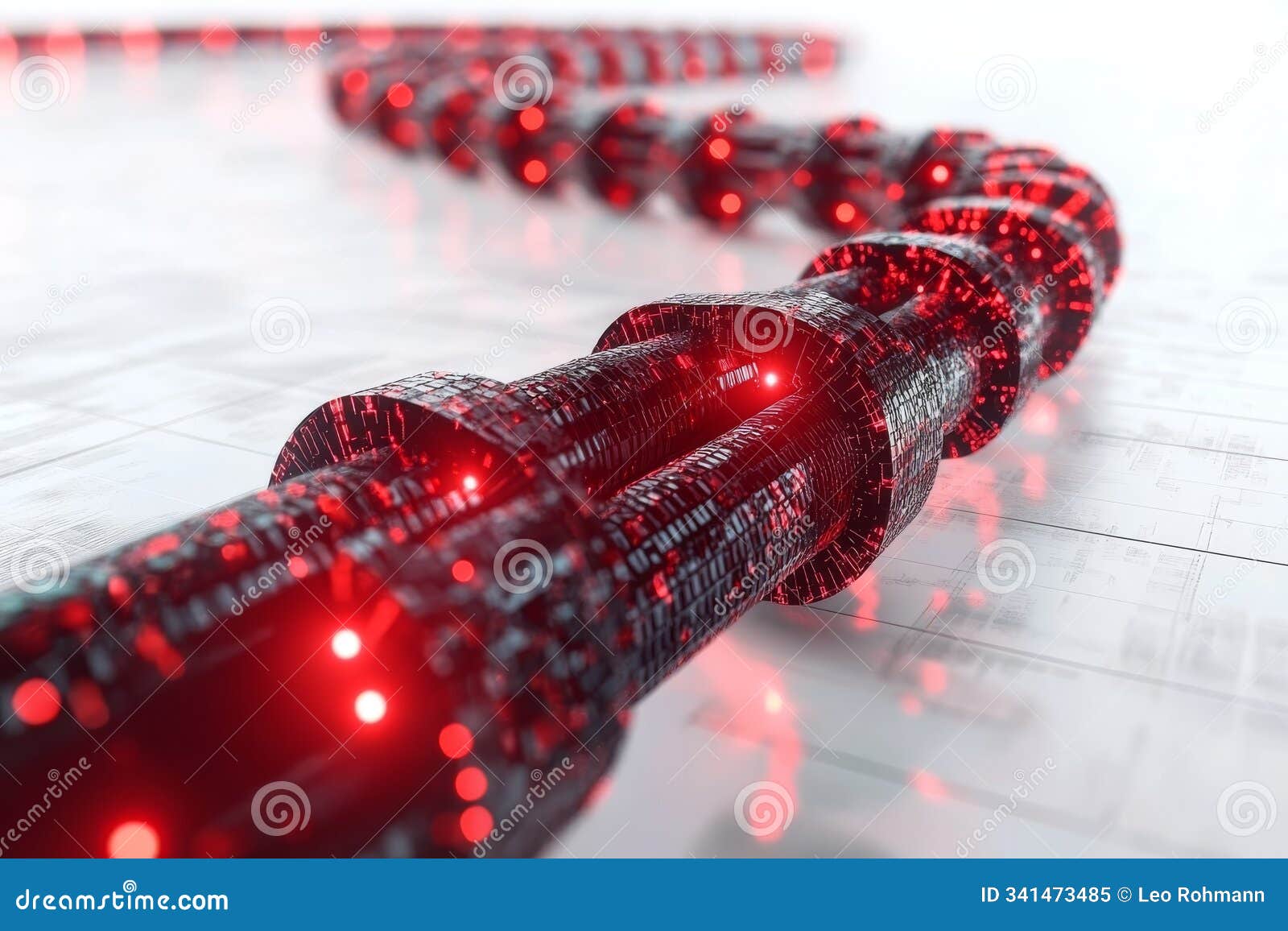 Red Glowing Data Cable in a Spiral Arrangement on a White Surface ...