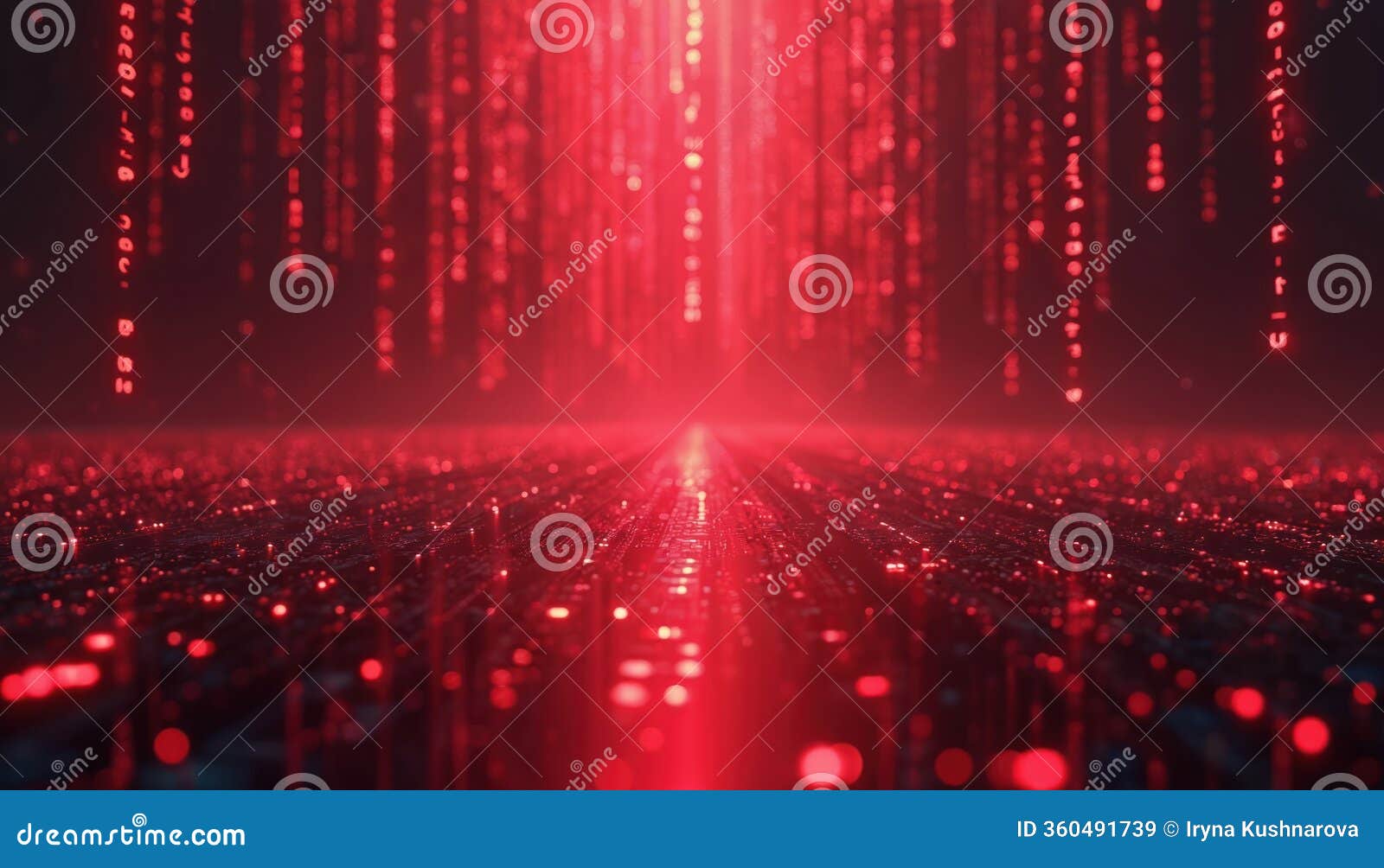 Red Glowing Digital Rain with Binary Code. Abstract Tech Backdrop with ...