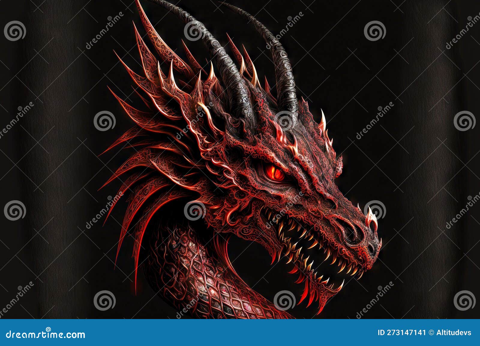 Red Glowing Eyes with Head Red Dragons on Dark Background Stock ...