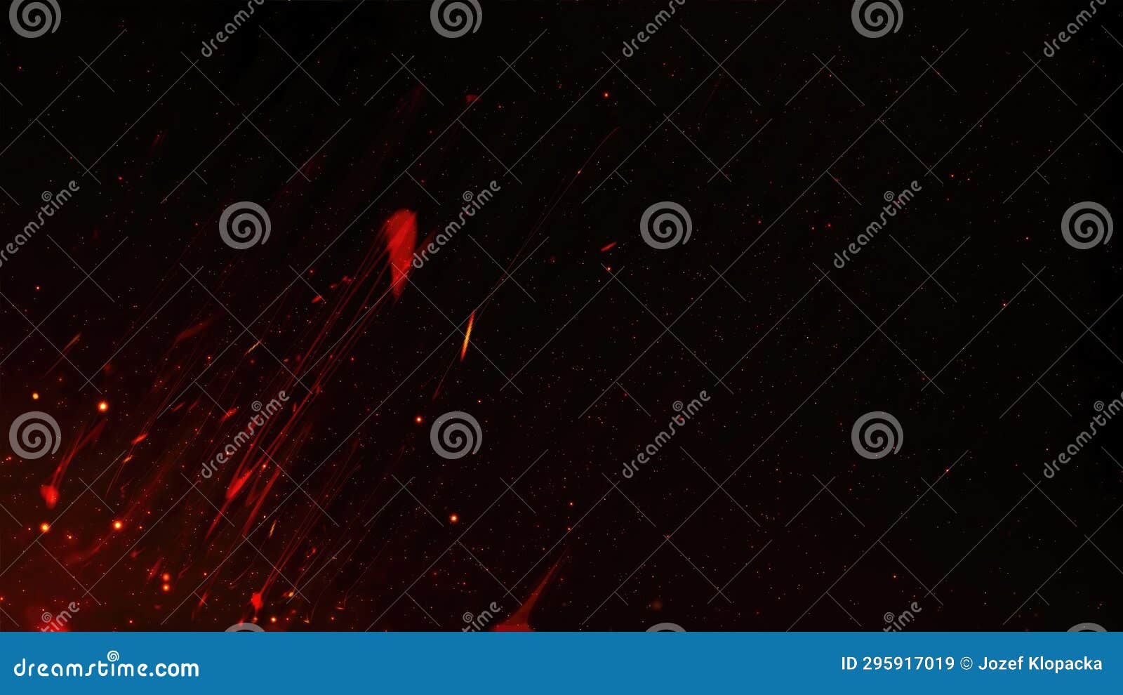 Red Glowing Flying Embers Burning on Black Background. Background with ...