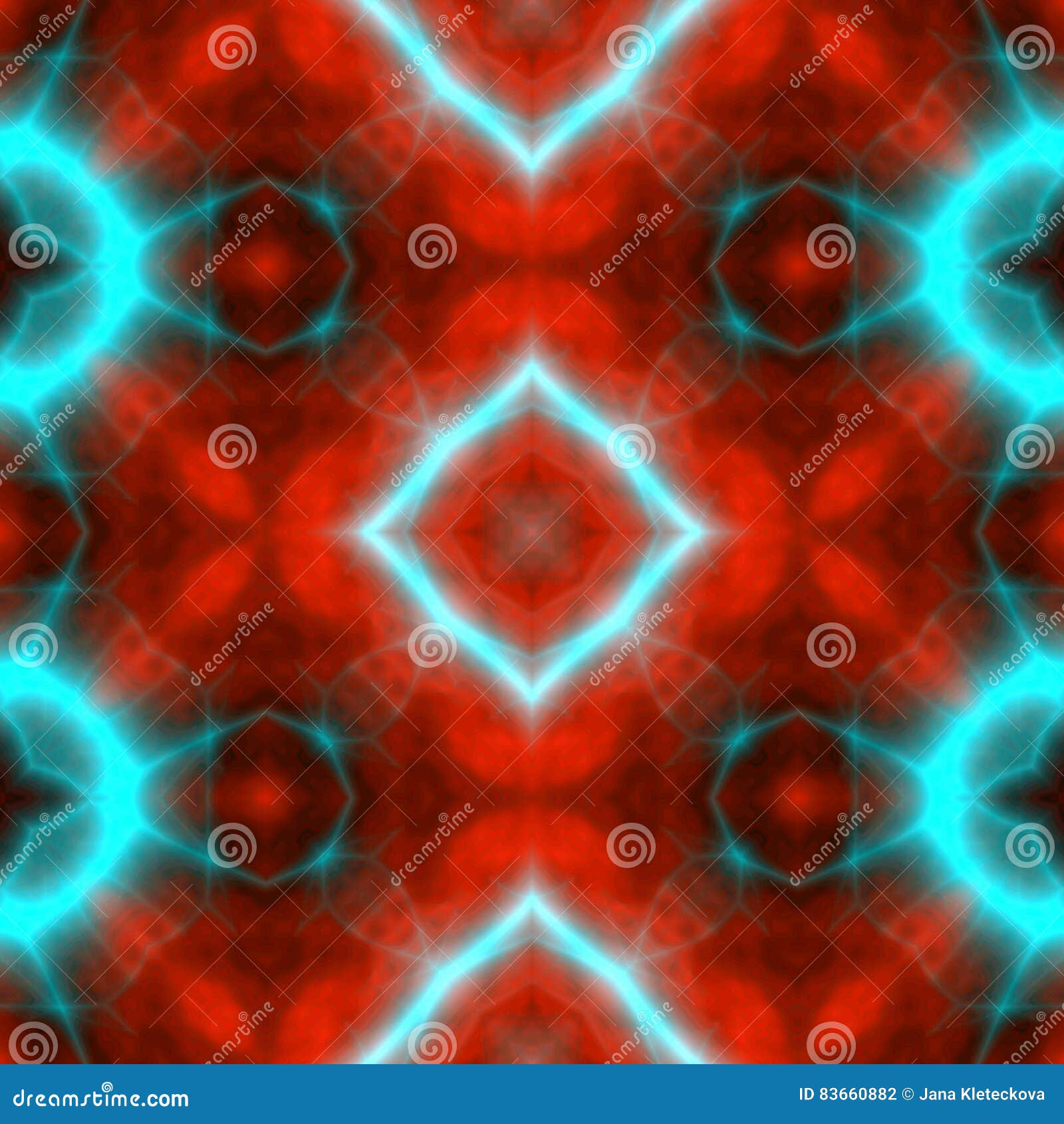 Red and Glowing Turquoise Abstract Design Stock Illustration ...