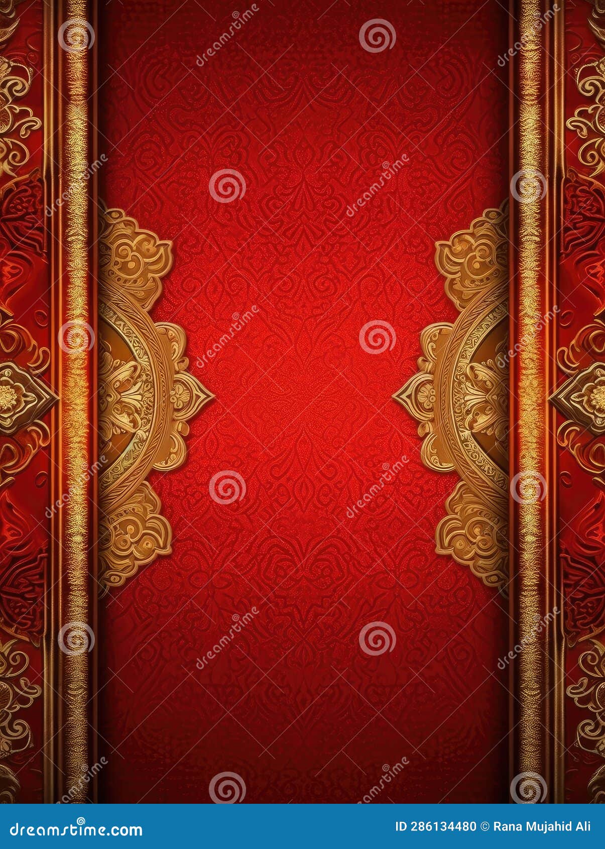A Red and Gold Background with a Pattern of Stars and Lines, Generative ...