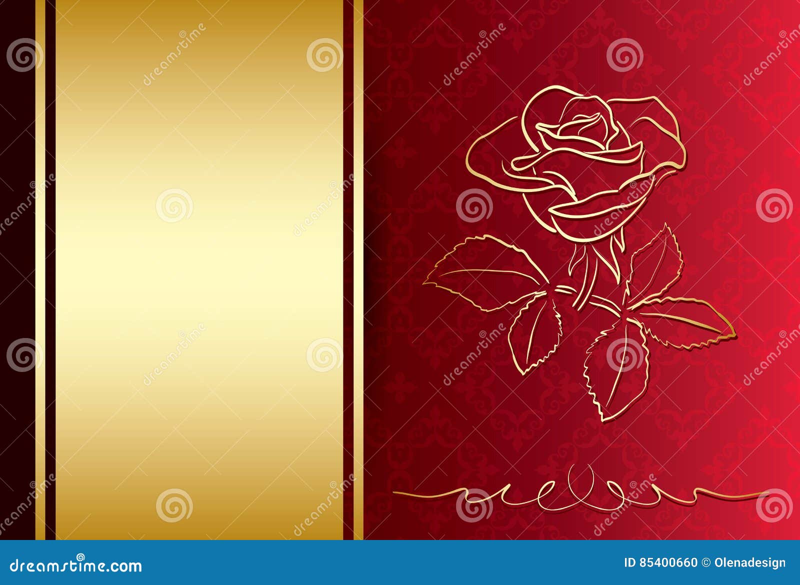 Red and Gold Background with Rose - Vector Card Stock Vector ...