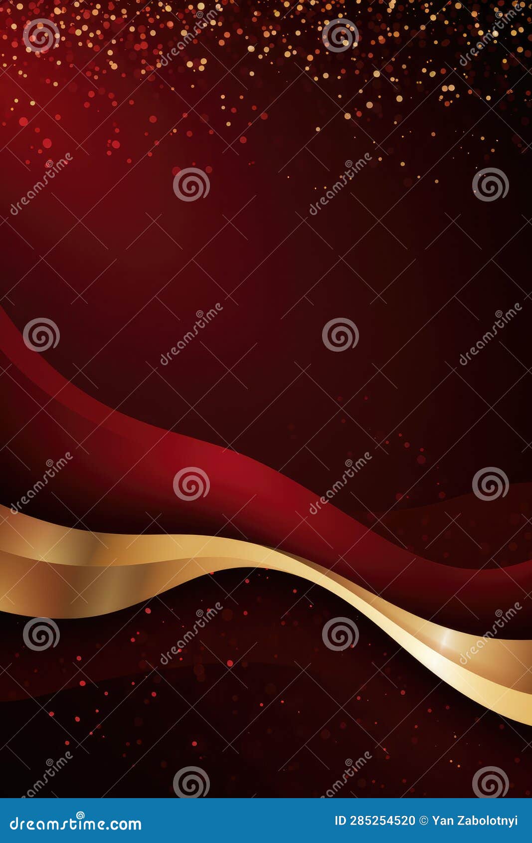 A Red and Gold Background with a Wavy Design Stock Illustration ...