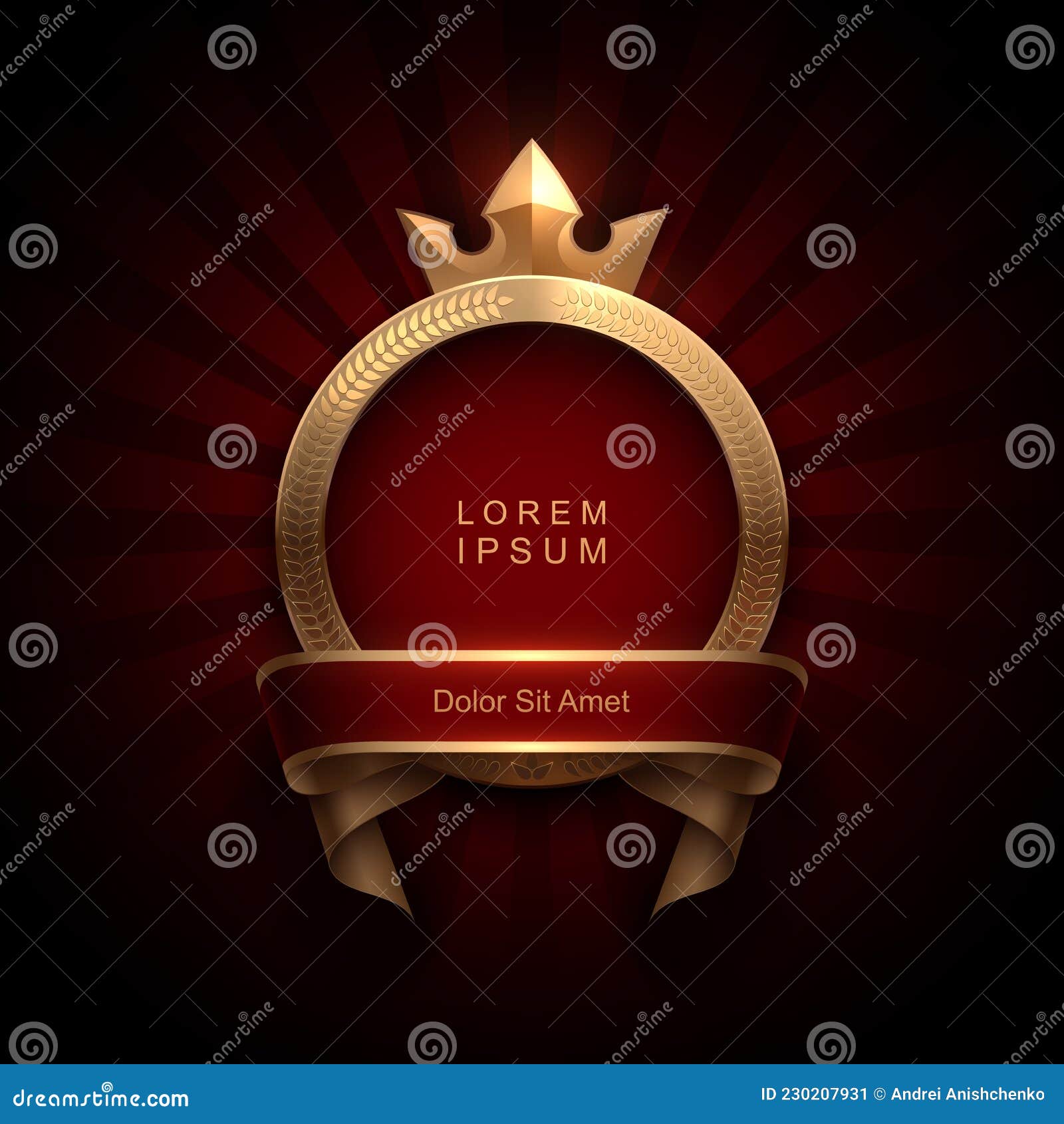 Red and Gold Badge with Ribbon and Crown Stock Vector - Illustration of ...