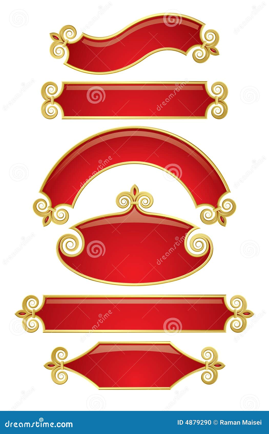 Red-gold banners stock vector. Illustration of sign, component - 4879290