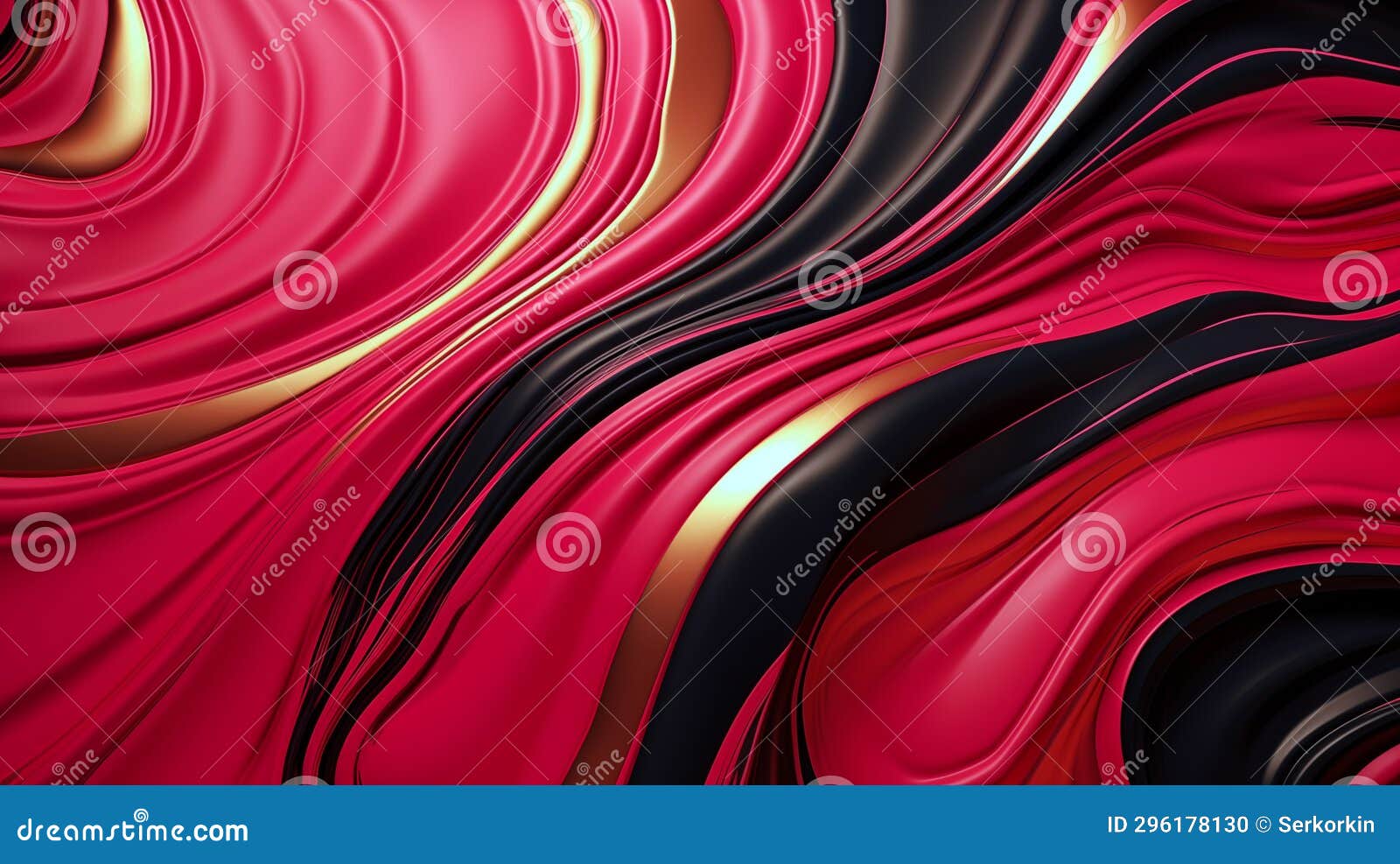 Red Gold Black Smooth Waves of Liquid Abstract Background. Bright ...
