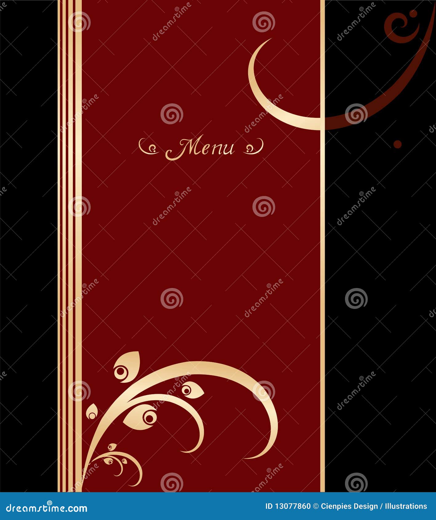 Red, Gold and Black Vintage Menu Cover Design Stock Vector ...