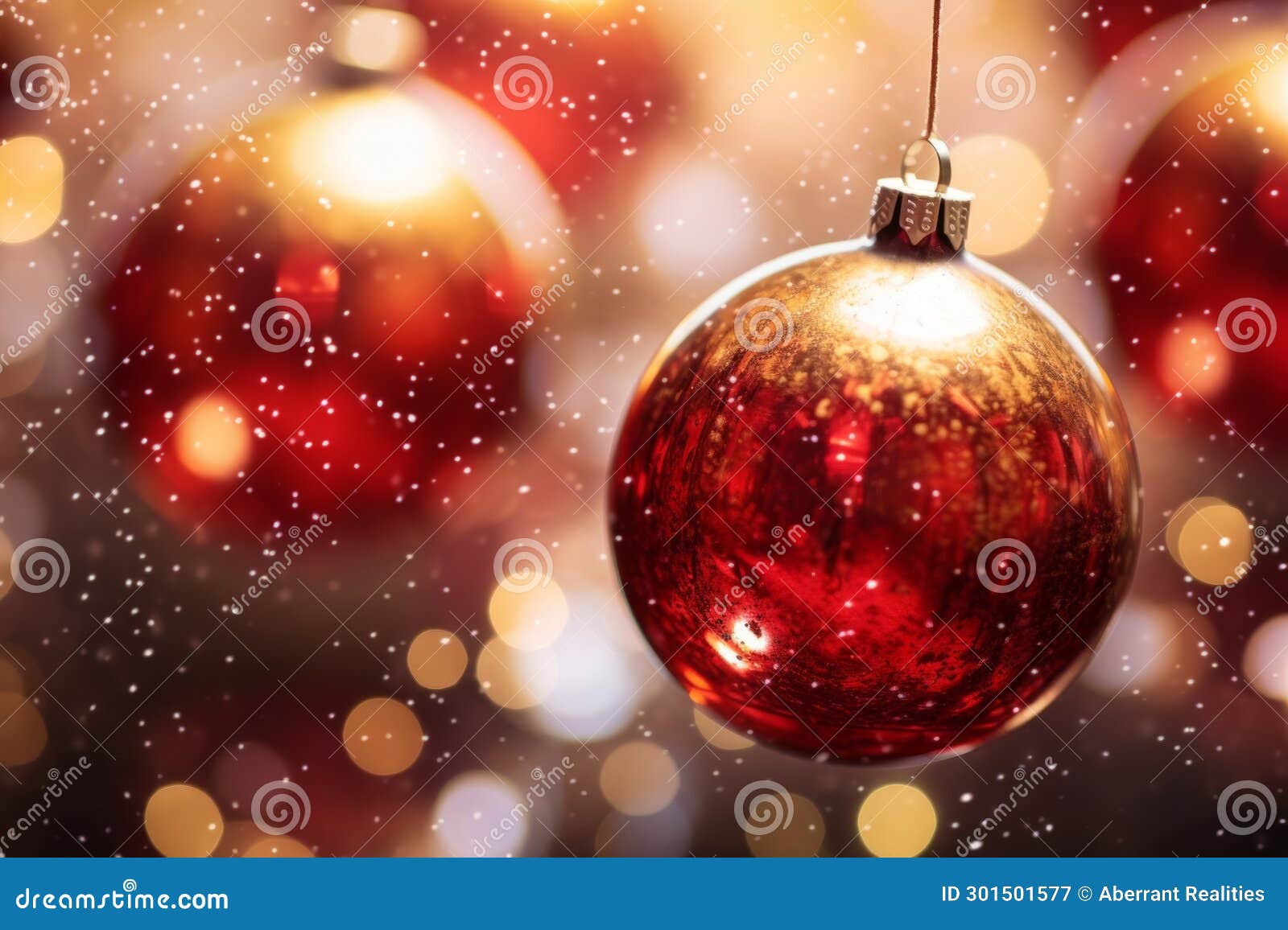 Red and Gold Christmas Baubles Hanging from a String Stock Illustration ...