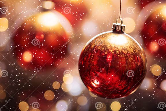 Red and Gold Christmas Baubles Hanging from a String Stock Illustration ...