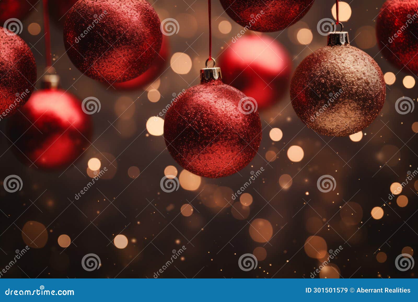 Red and Gold Christmas Baubles Hanging from a String Stock Illustration ...