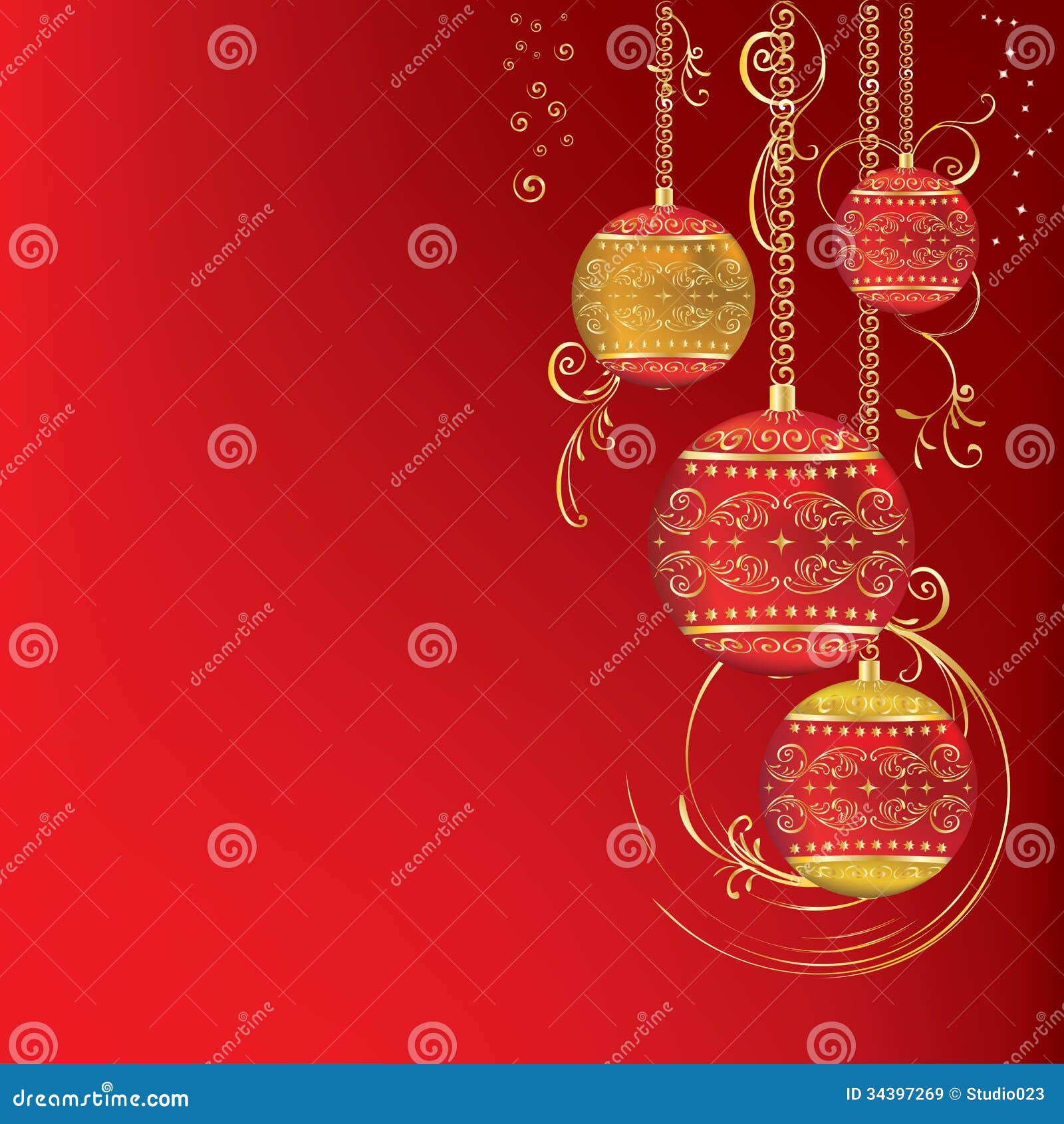 Red and Gold Christmas Ornament Stock Vector - Illustration of backdrop ...
