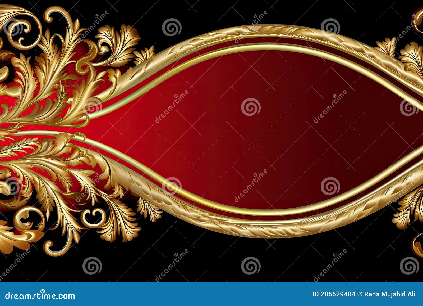 A Red and Gold Decorative Border Flowers, Generative AI Stock Illustration - Illustration of ...
