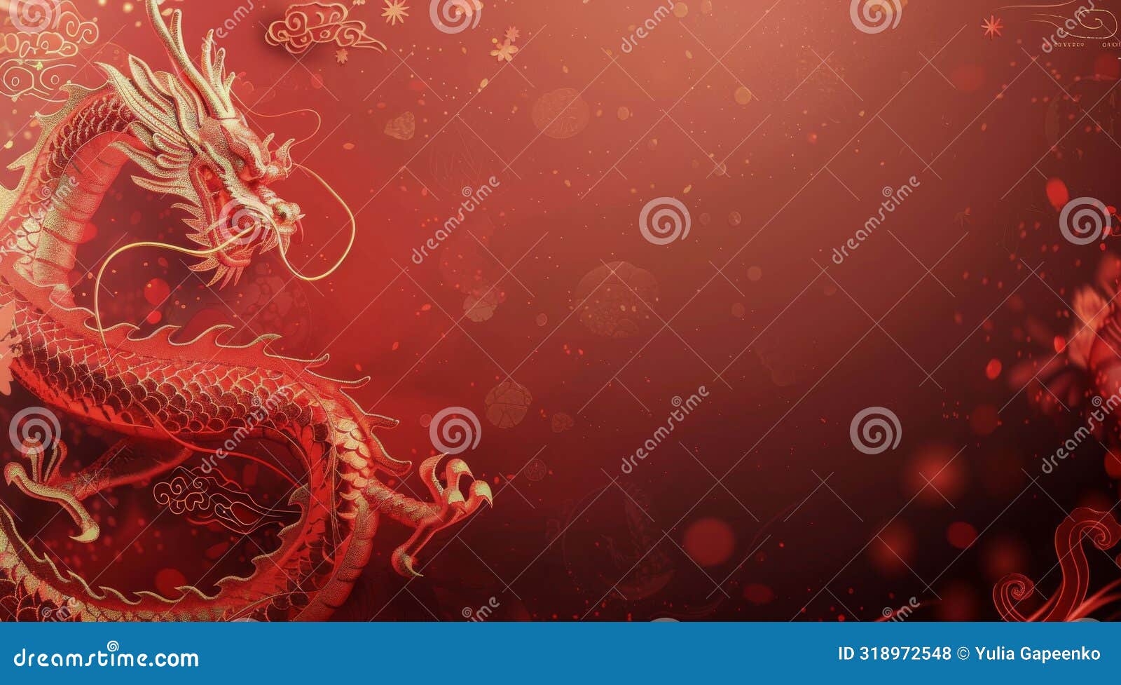 Red and Gold Dragon on Red Background Stock Photo - Image of power ...