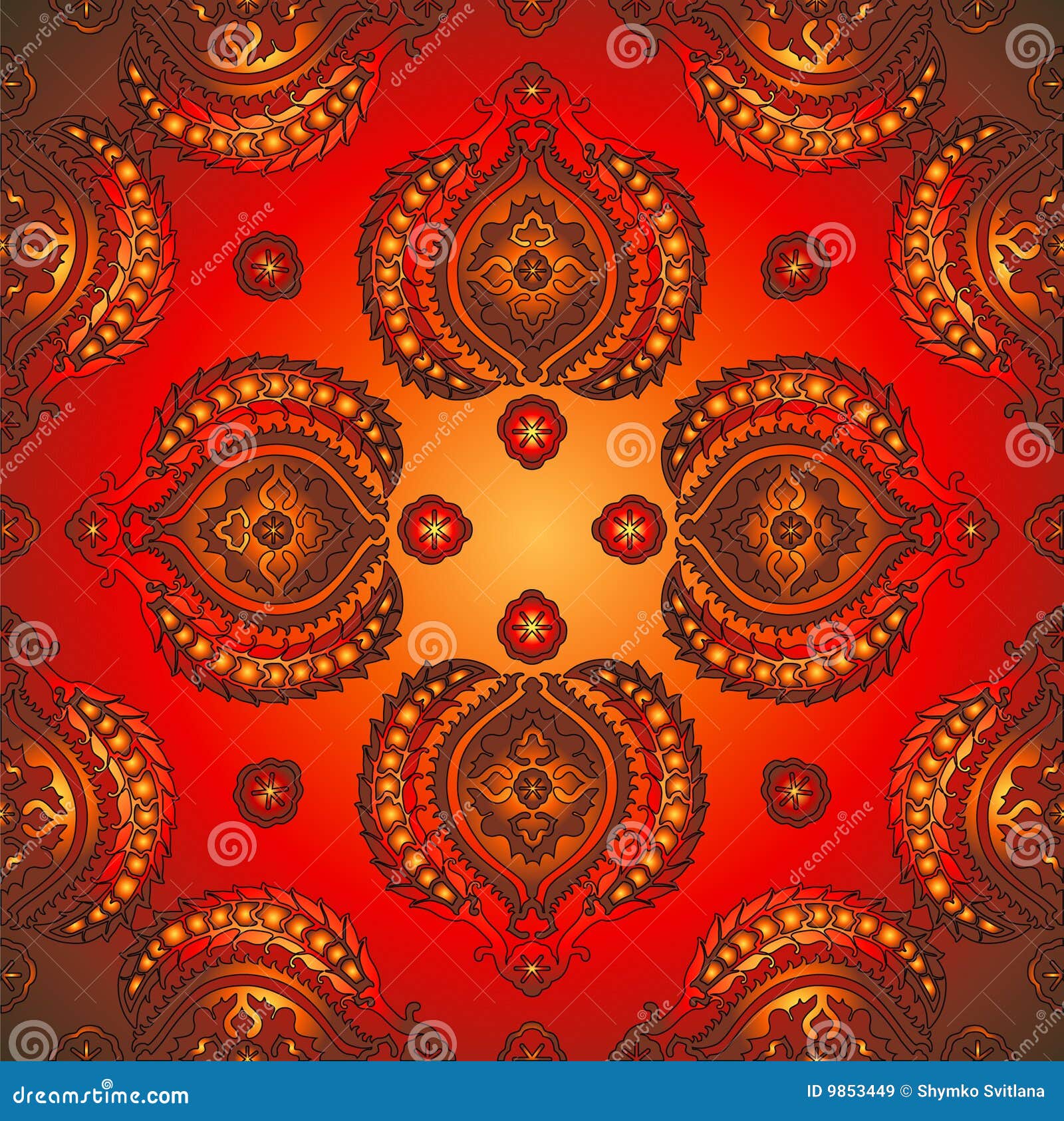 Red-gold east pattern stock illustration. Illustration of composition ...