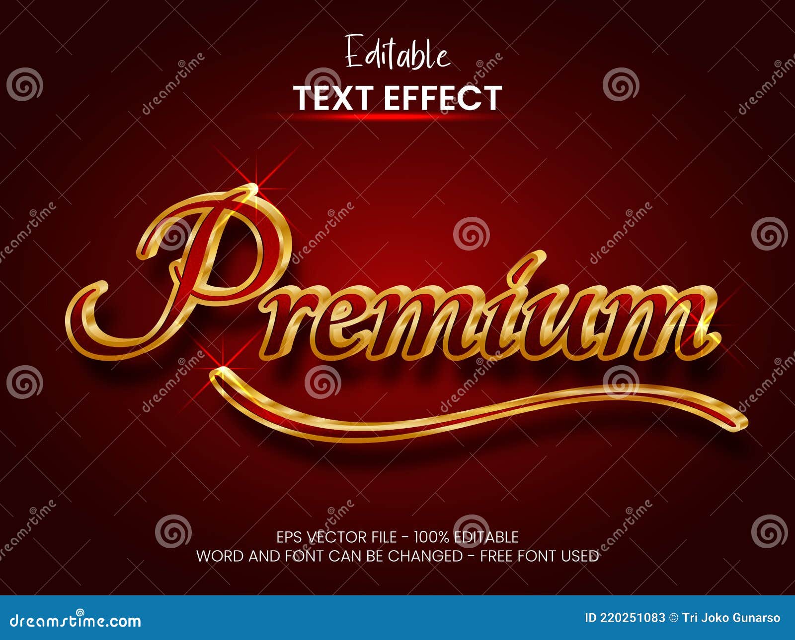 Red Gold Editable Text Effect Premium Style. Stock Vector ...