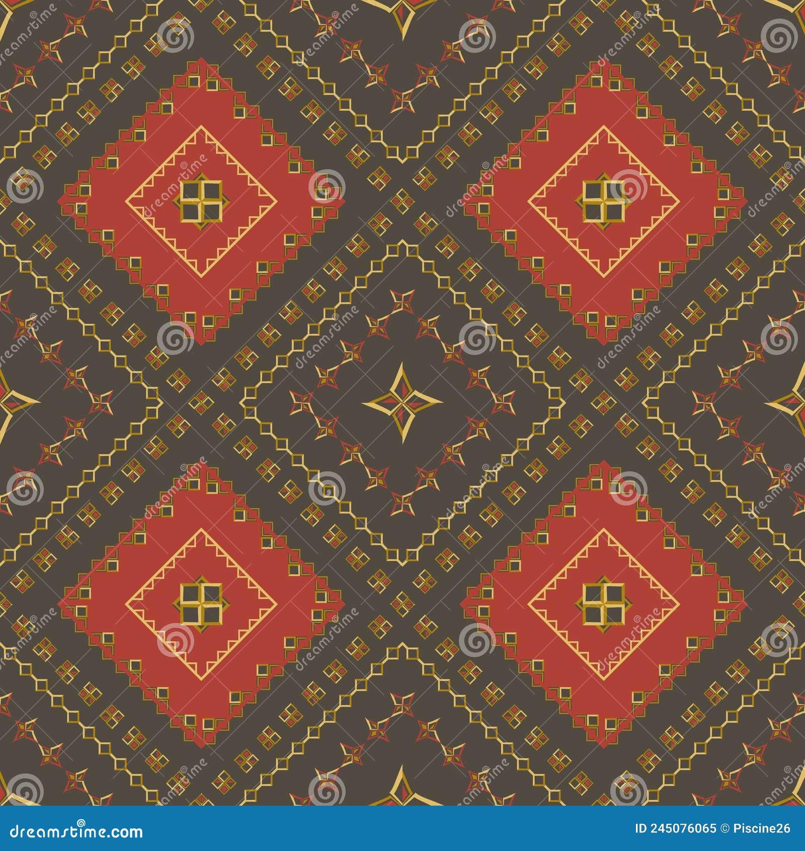 Red and Gold Ethnic Pattern with Geometric Ethnic Seamless Triangle for ...
