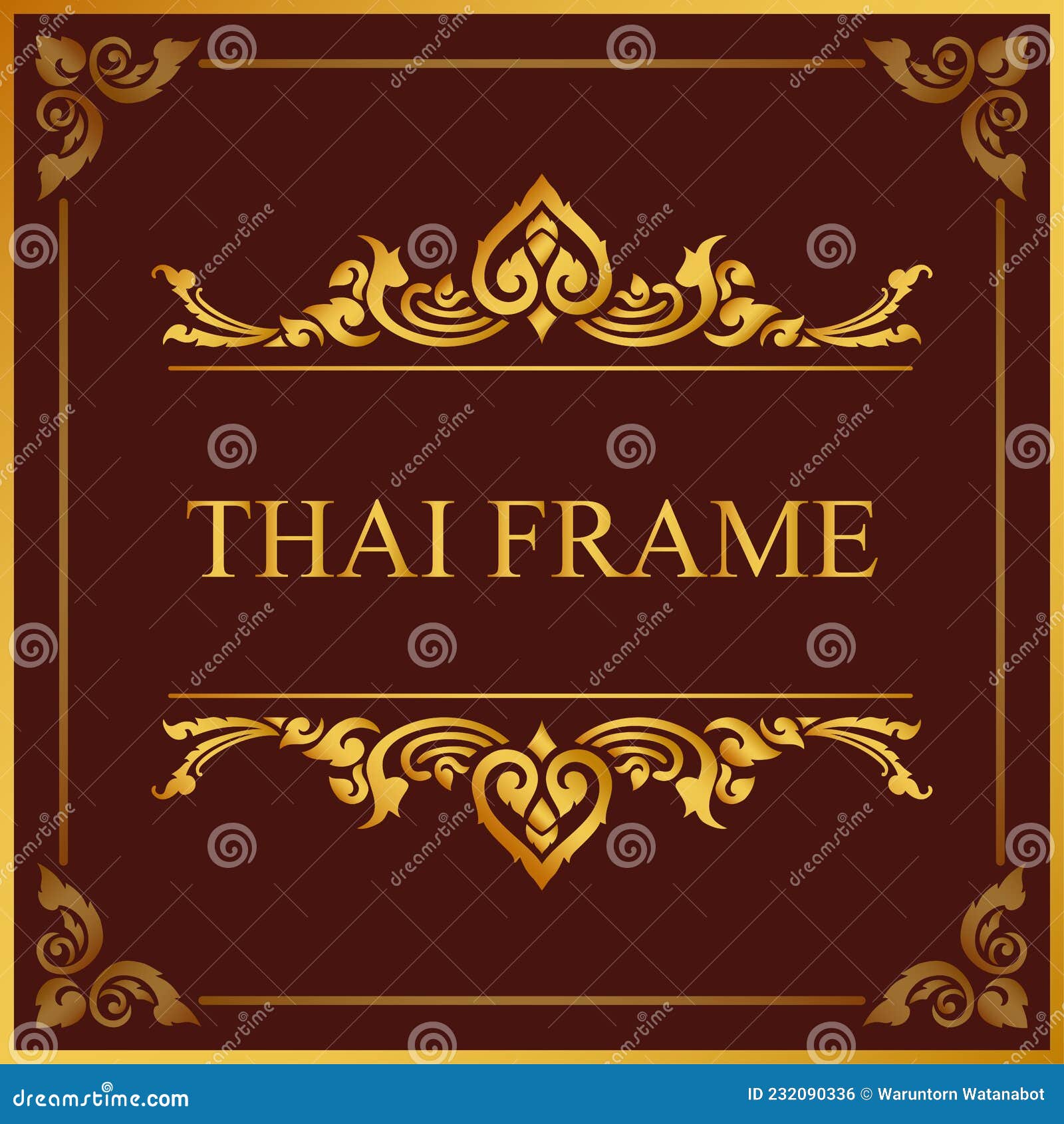 Red Gold Thai Art Frame Border Royal Decoration Stock Vector ...