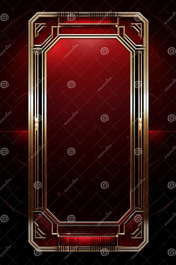 A Red and Gold Frame on a Black Background Stock Photo - Image of ...