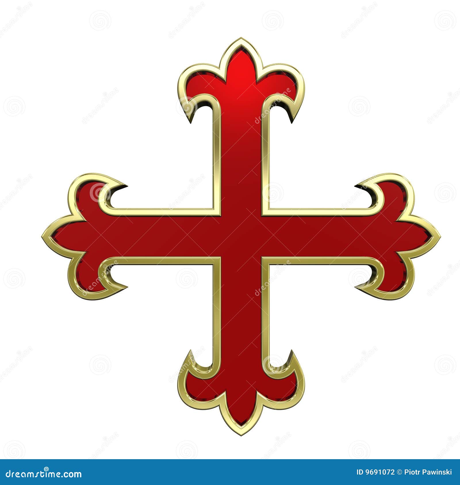 Red with Gold Frame Heraldic Cross Stock Illustration - Illustration of ...