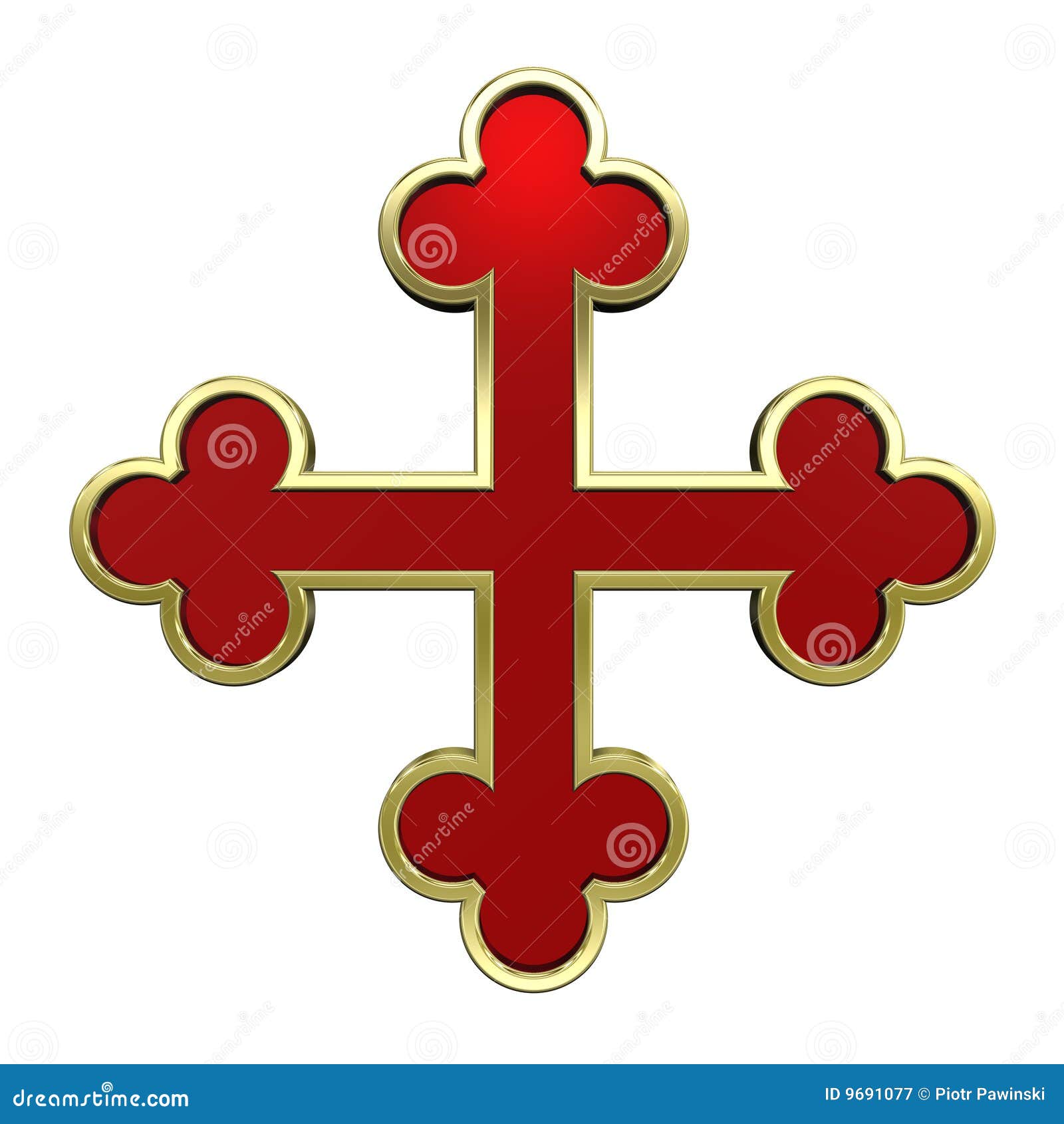 Red with Gold Frame Heraldic Cross Stock Illustration - Illustration of ...