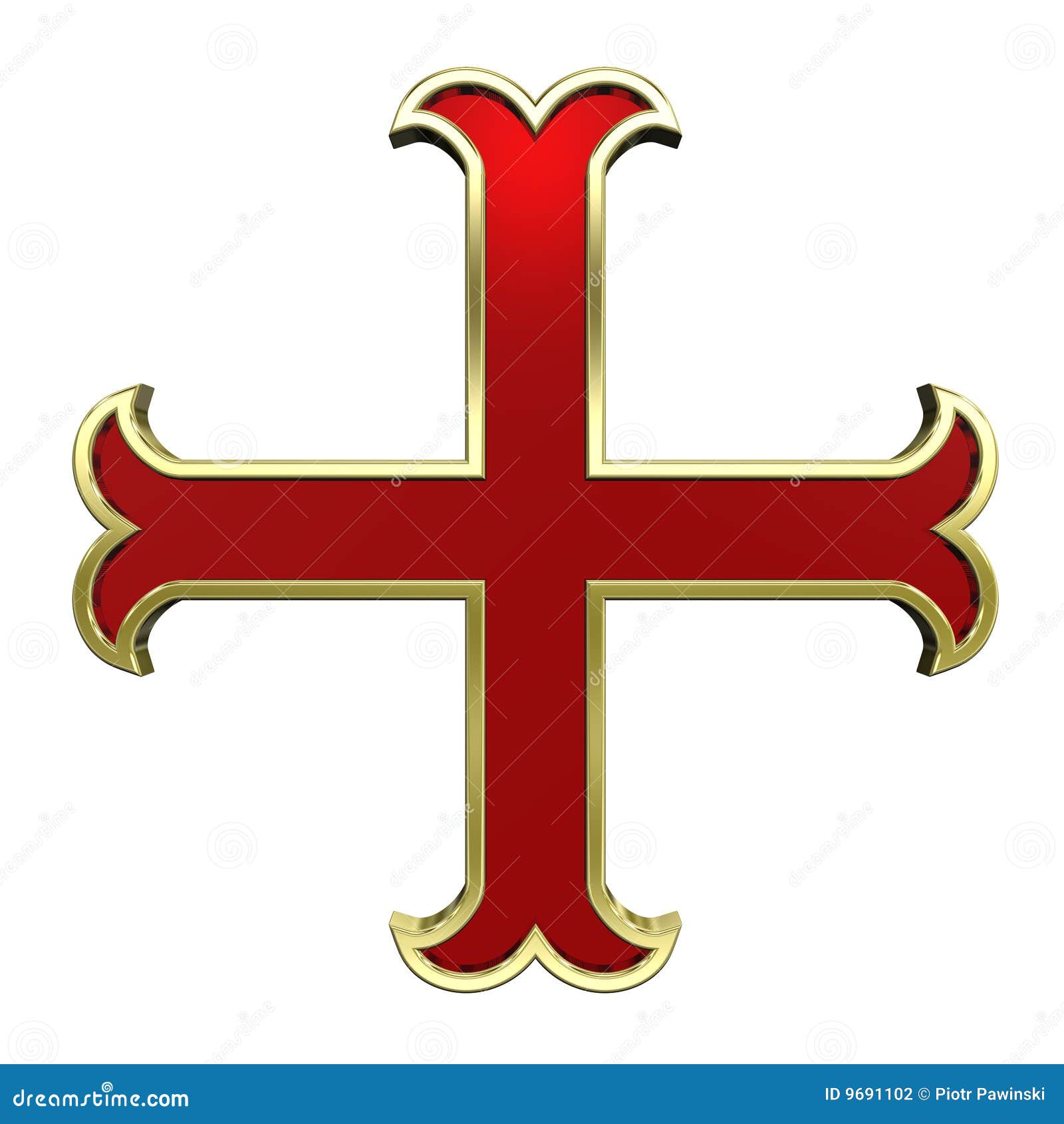 Red with Gold Frame Heraldic Cross Stock Illustration - Illustration of ...