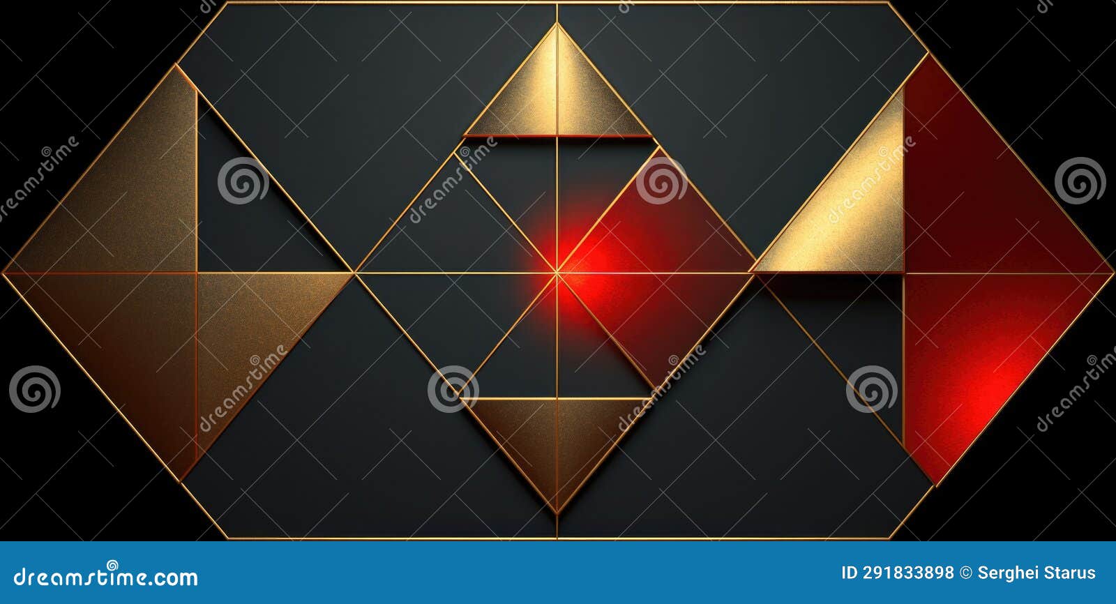 A Red and Gold Geometric Design on a Black Background. AI. Stock ...