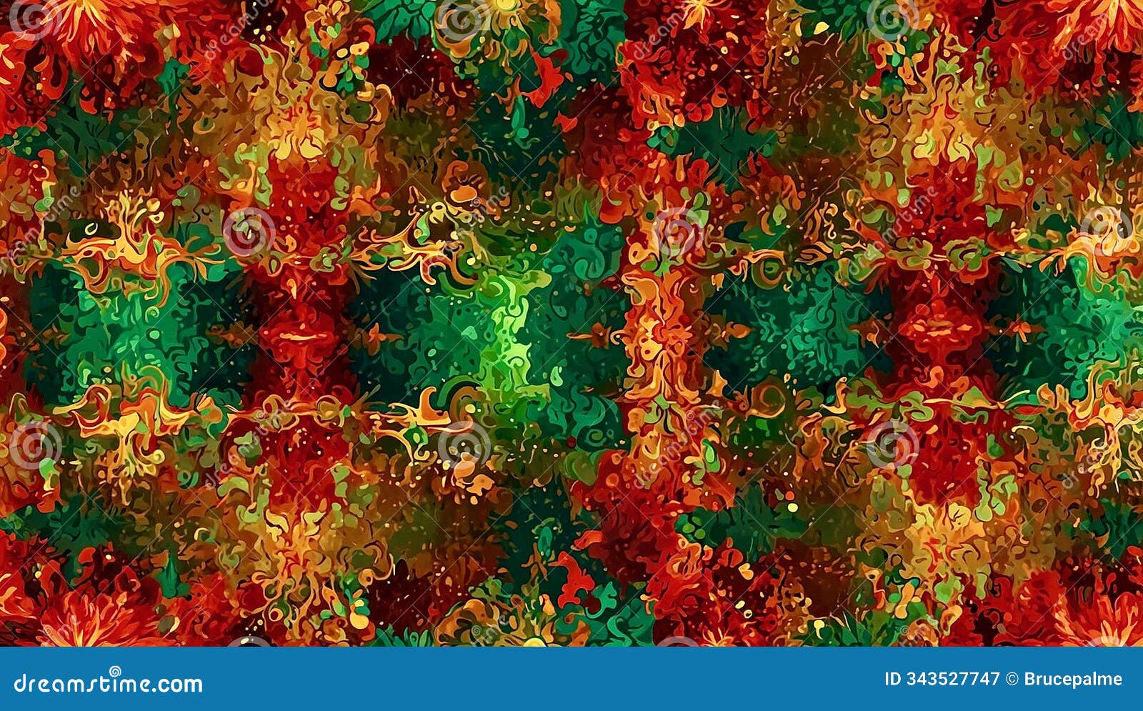Red Gold and Green in a Random Pattern of Psychedelic Art Form. AI ...