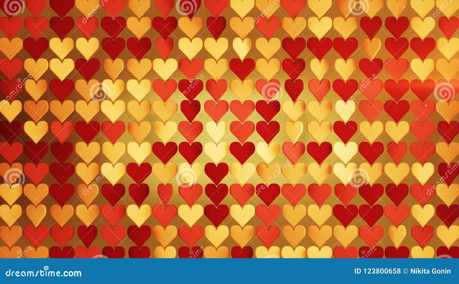 Red and Gold Hearts Array Abstract 3D Render Illustration Stock ...