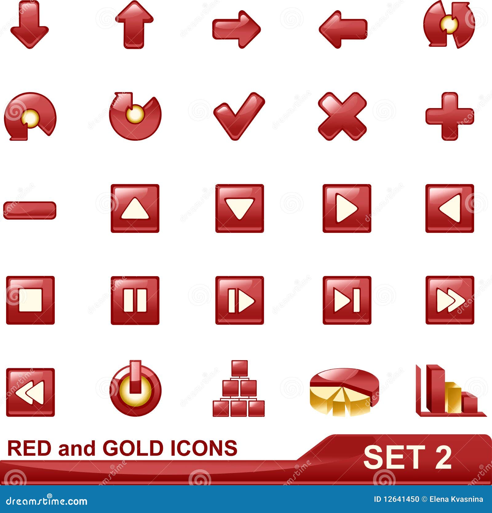 Red and gold icons set 2 stock vector. Illustration of icon - 12641450