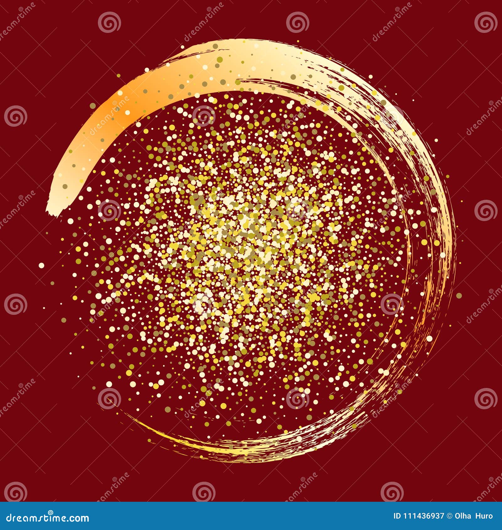 Red Gold Luxurious Background. Golden Brush Circle Stock Vector ...