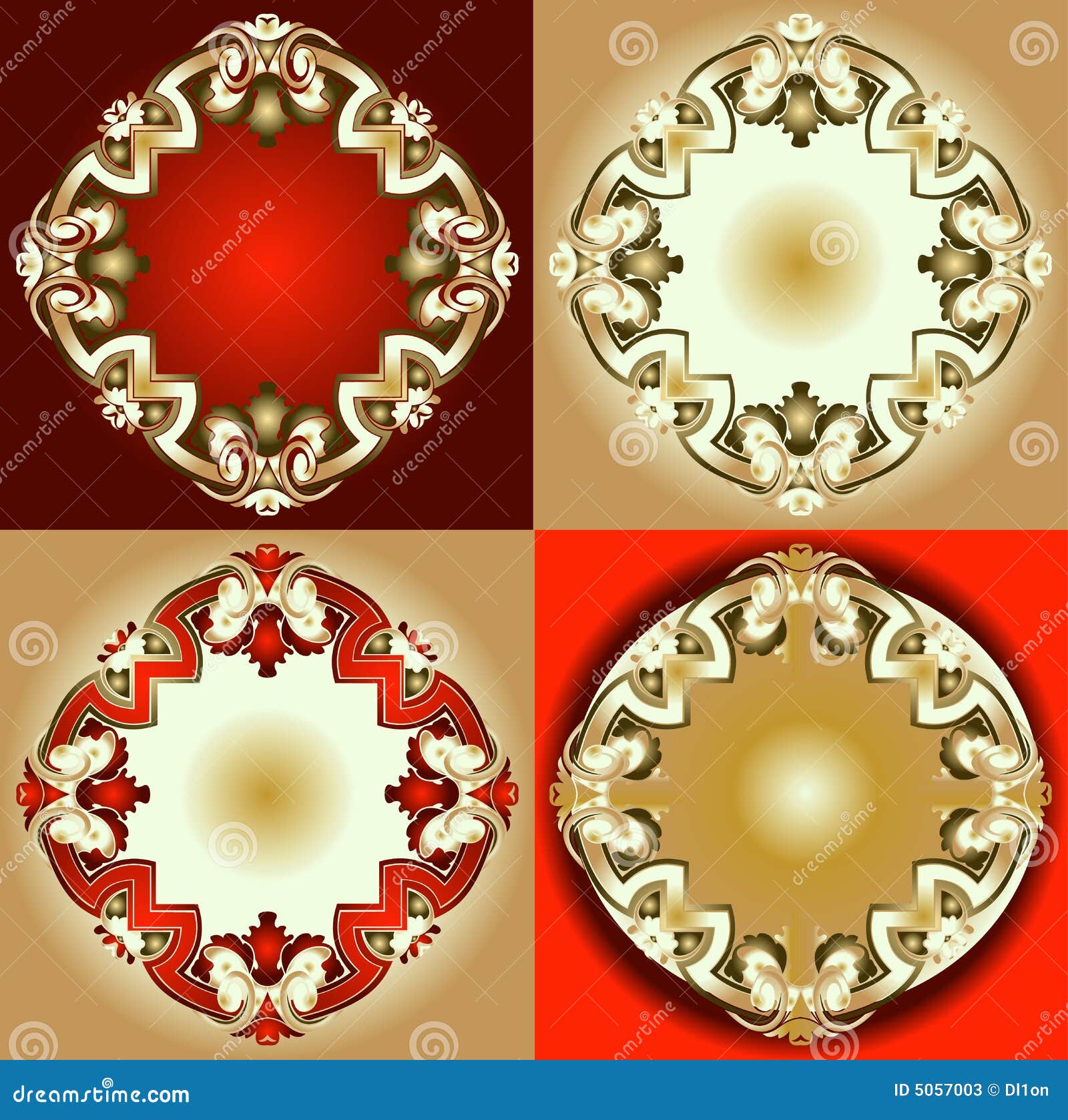 Red Gold Ornament Design Elements Stock Vector - Illustration of letter ...