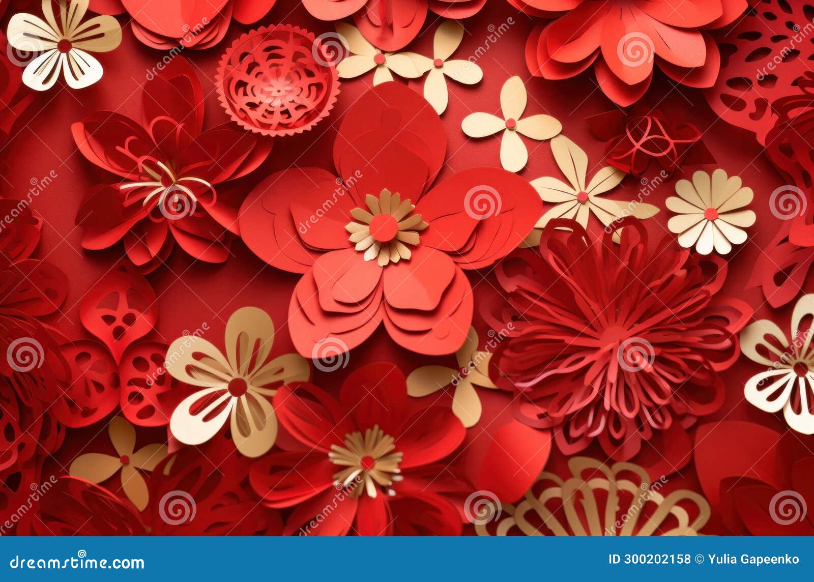 Red and Gold Paper Cutouts on Red Background, Stock Photo - Image of ...