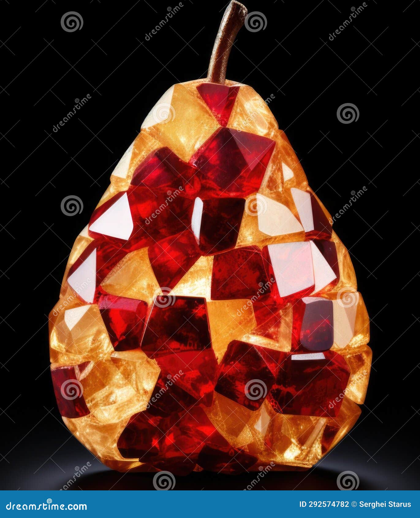 A Red and Gold Pear Shaped Sculpture, AI Stock Illustration ...