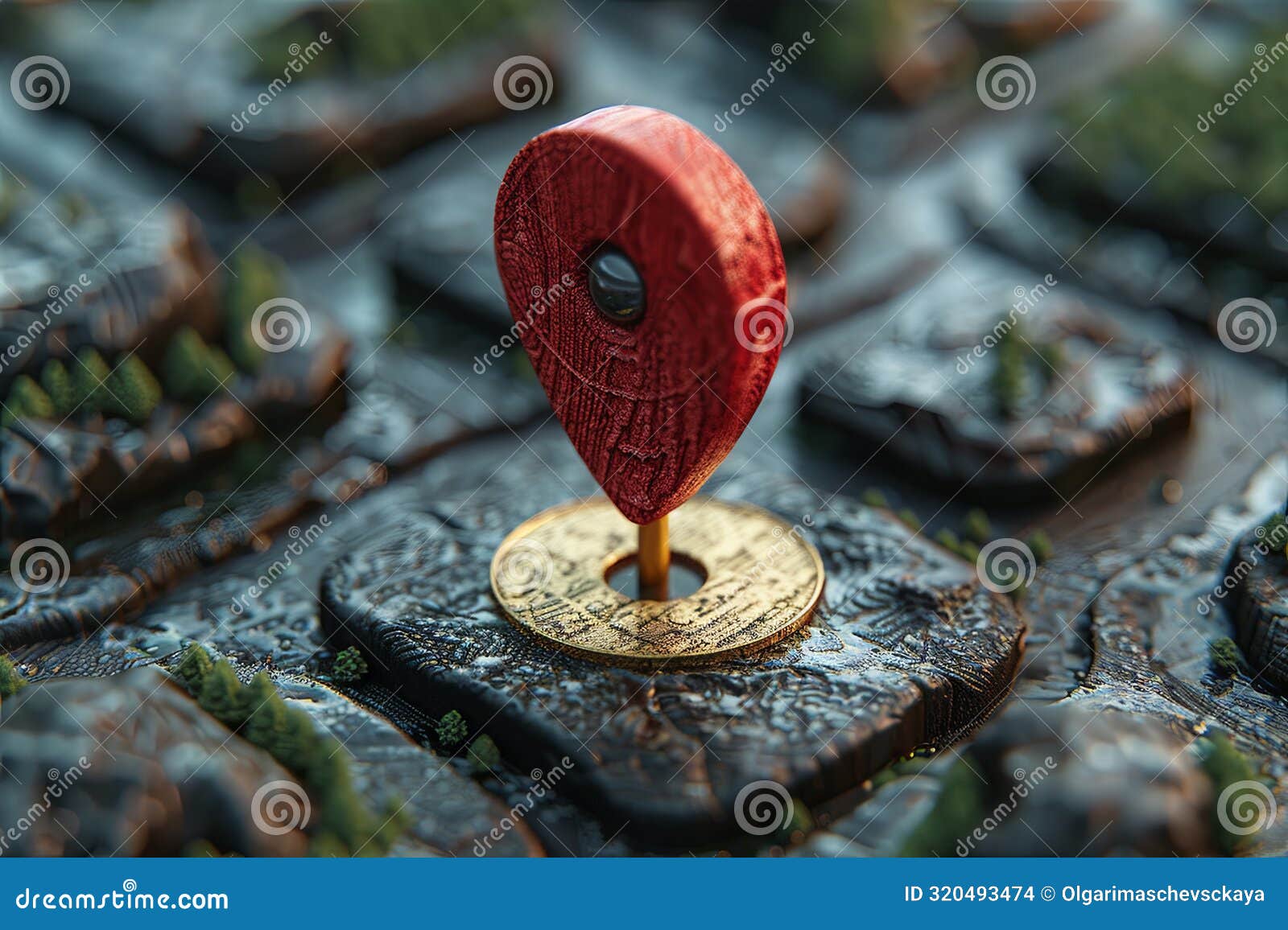 Red and Gold Pin is on Top of a Map Stock Illustration - Illustration ...