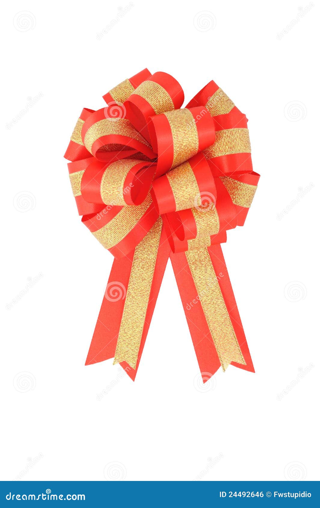 Red and Gold Ribbon Bow Isolated Stock Photo - Image of season, copy ...
