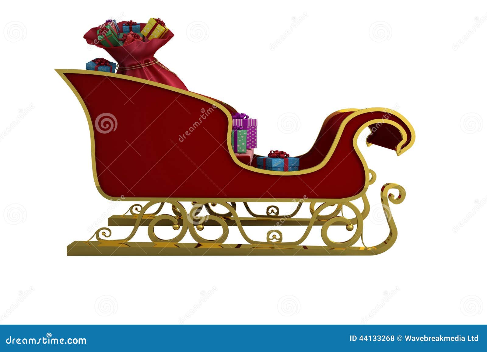 Red and gold santa sleigh stock illustration. Illustration of christmas ...