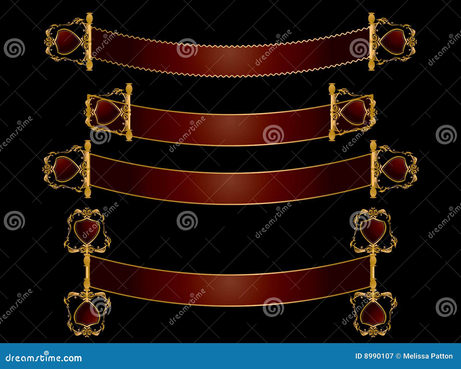 Gold Scroll Isolated On White Background. Golden Paper Roll Banner 3D ...