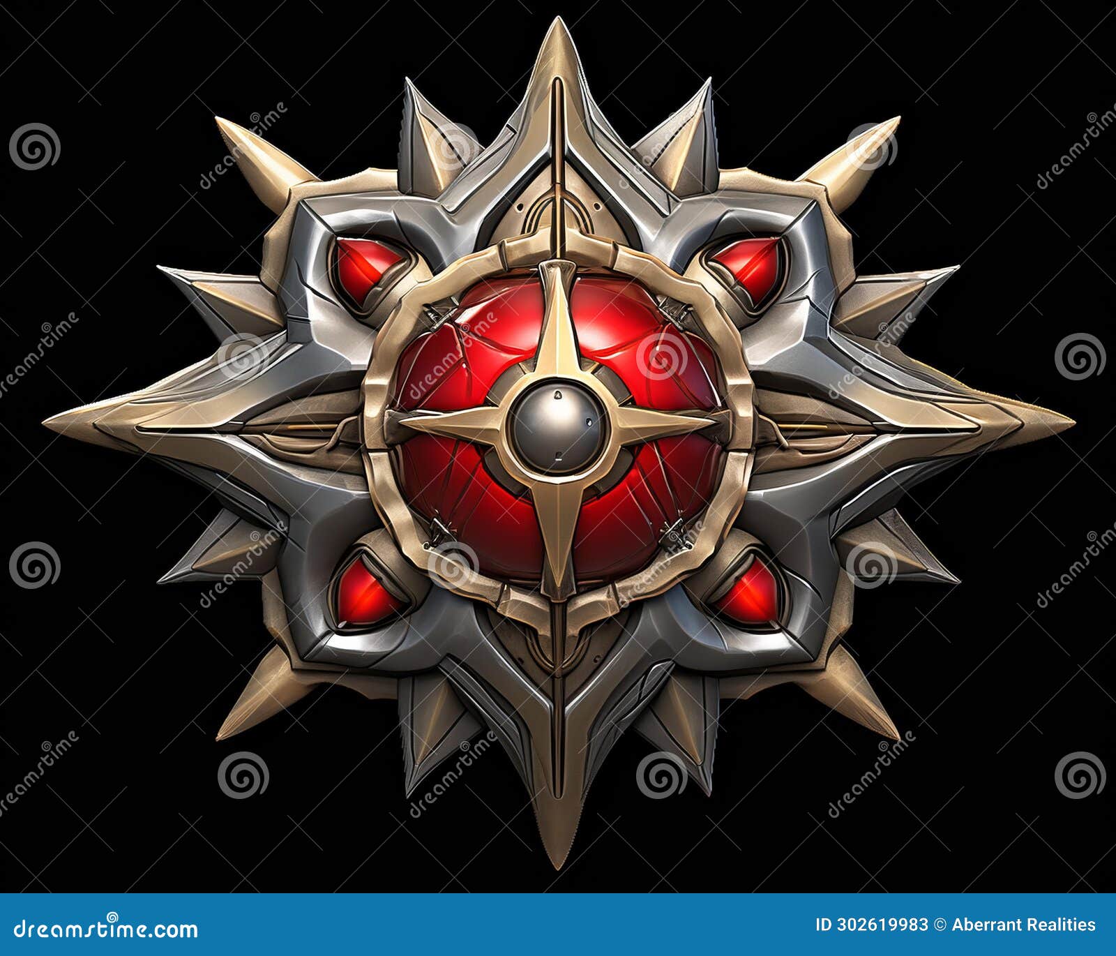 A Red and Gold Star with Spikes on it Stock Illustration - Illustration ...
