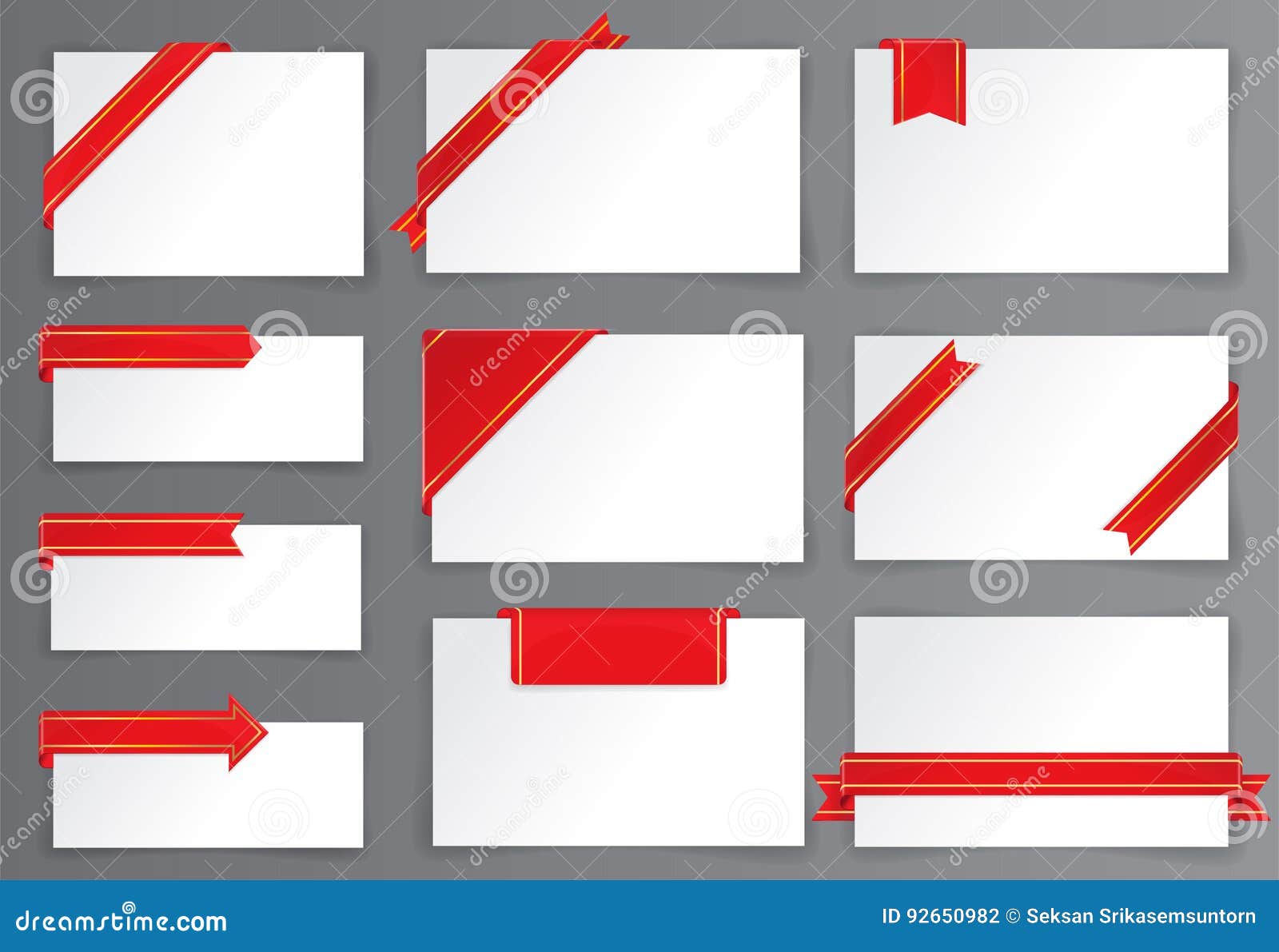 Red and Gold Tag with Corner Ribbon Stock Vector - Illustration of ...