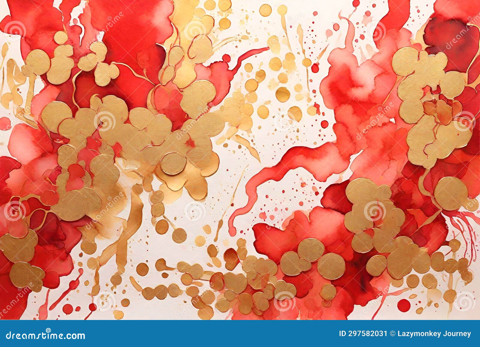 Red and Gold Watercolor on Paper Abstract Background Stock Illustration ...