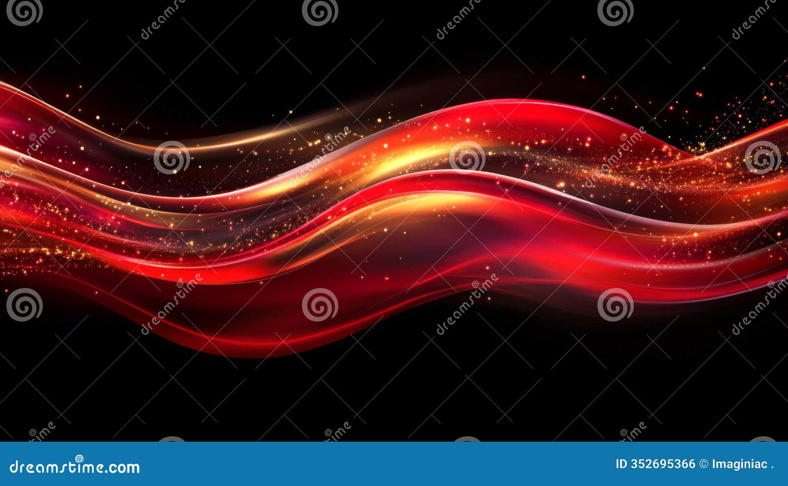 Red and Gold Waves Flowing with Sparkling Lights Stock Illustration ...