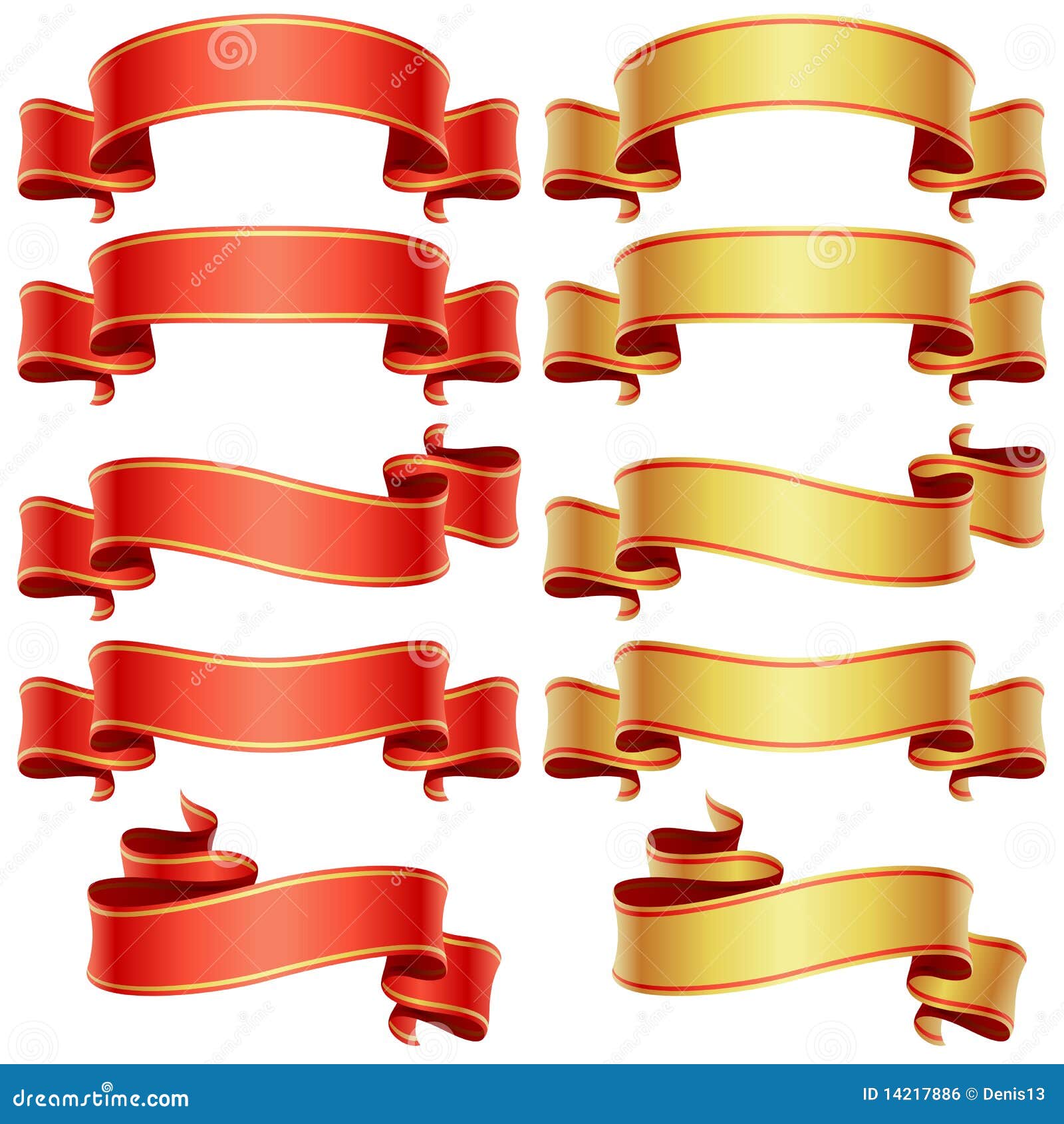Red and golden banners set stock vector. Illustration of paper - 14217886