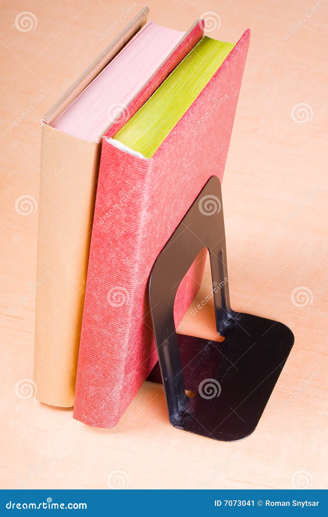 Red and Golden Books Leaning on Bookend Stock Image - Image of pink ...