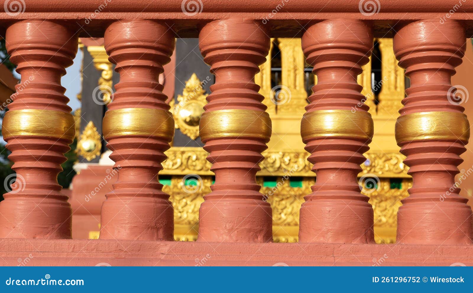 Red and Golden Fence in the Temple Stock Photo - Image of asia, gold ...