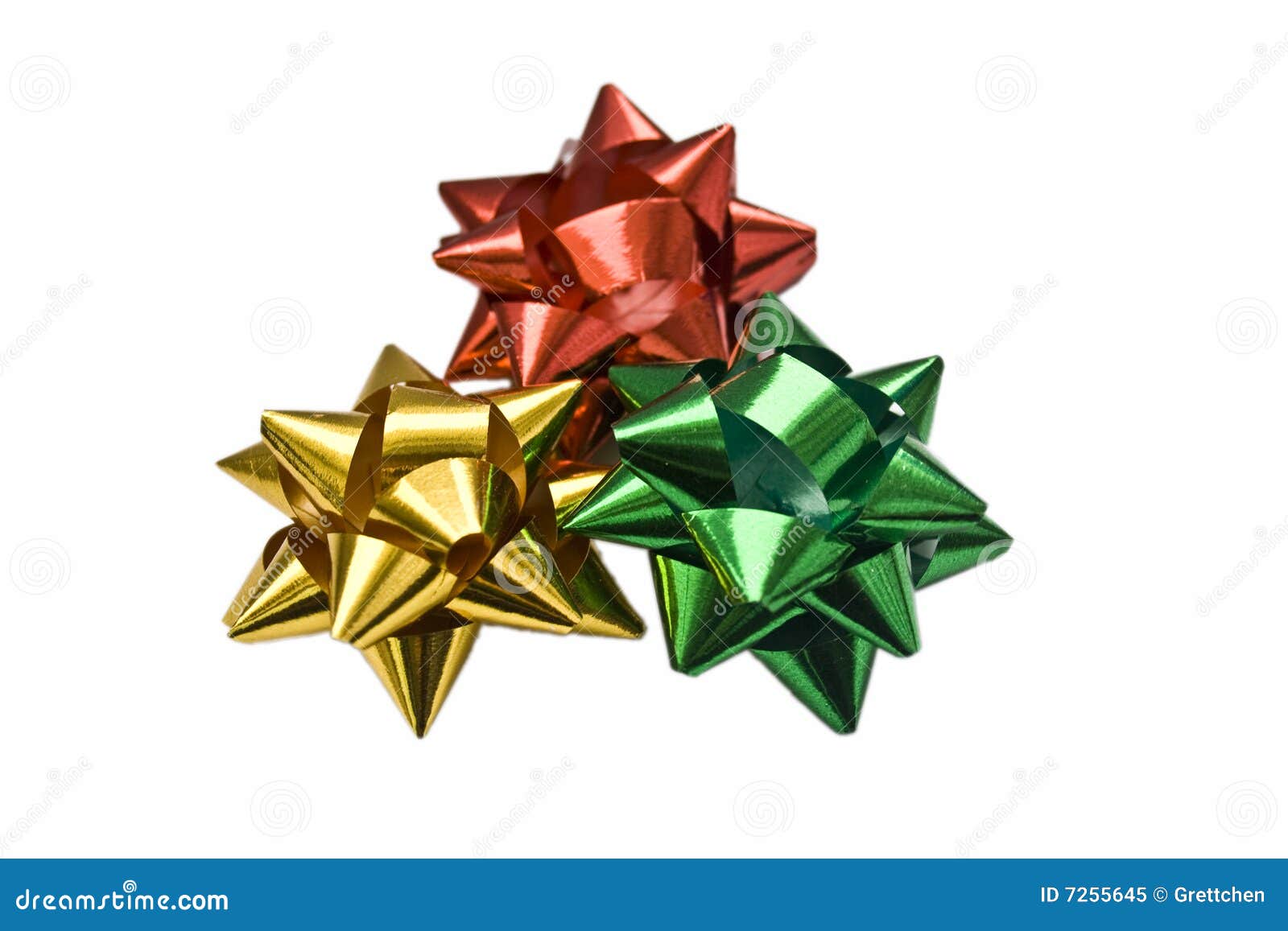 Red, golden, green bows stock image. Image of gifts, isolated - 7255645
