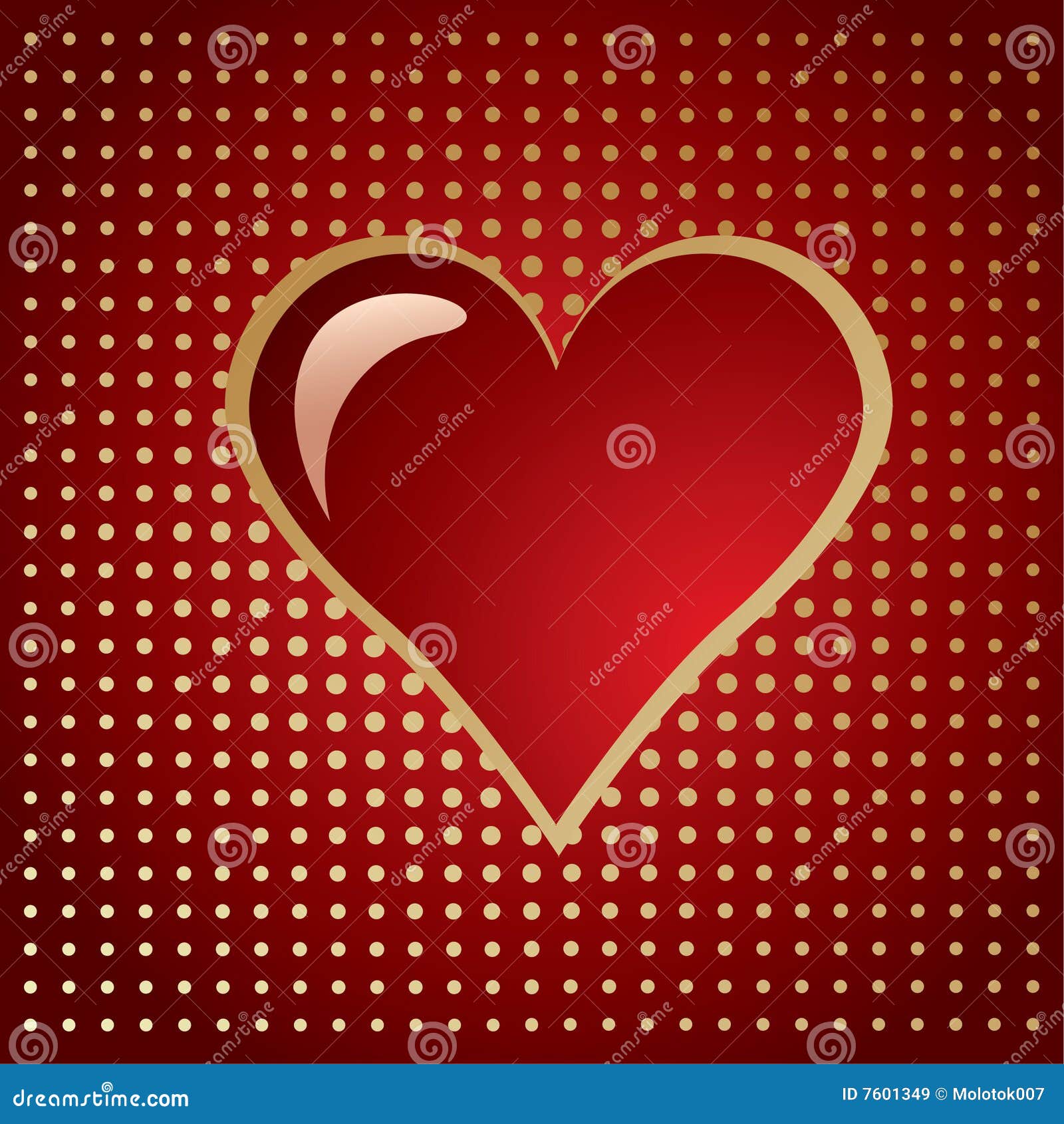 Red Golden Heart on a Gradient Halftone Stock Vector - Illustration of ...