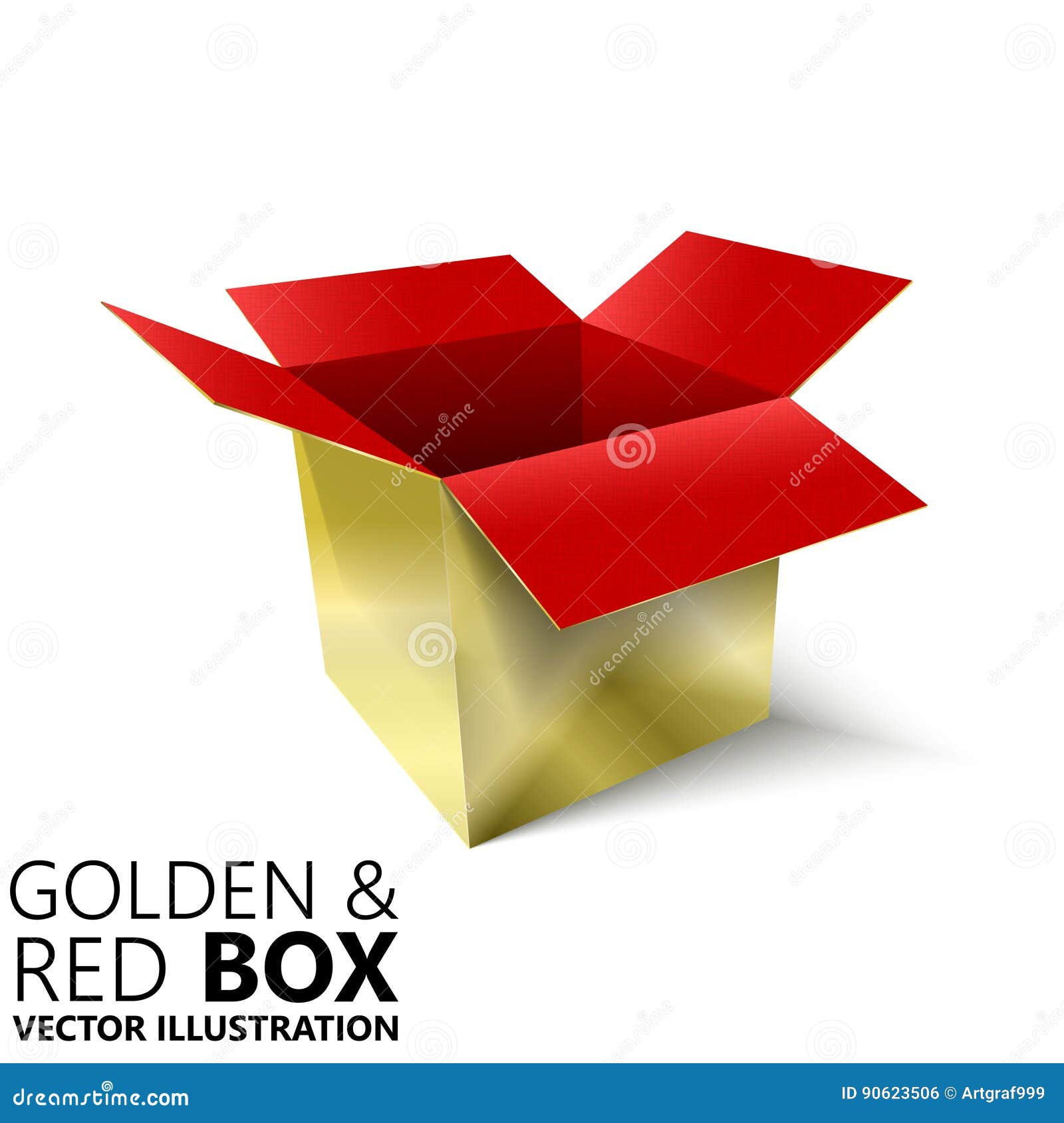 Red and Golden Open Box 3D/ Vector Illustration Stock Vector ...